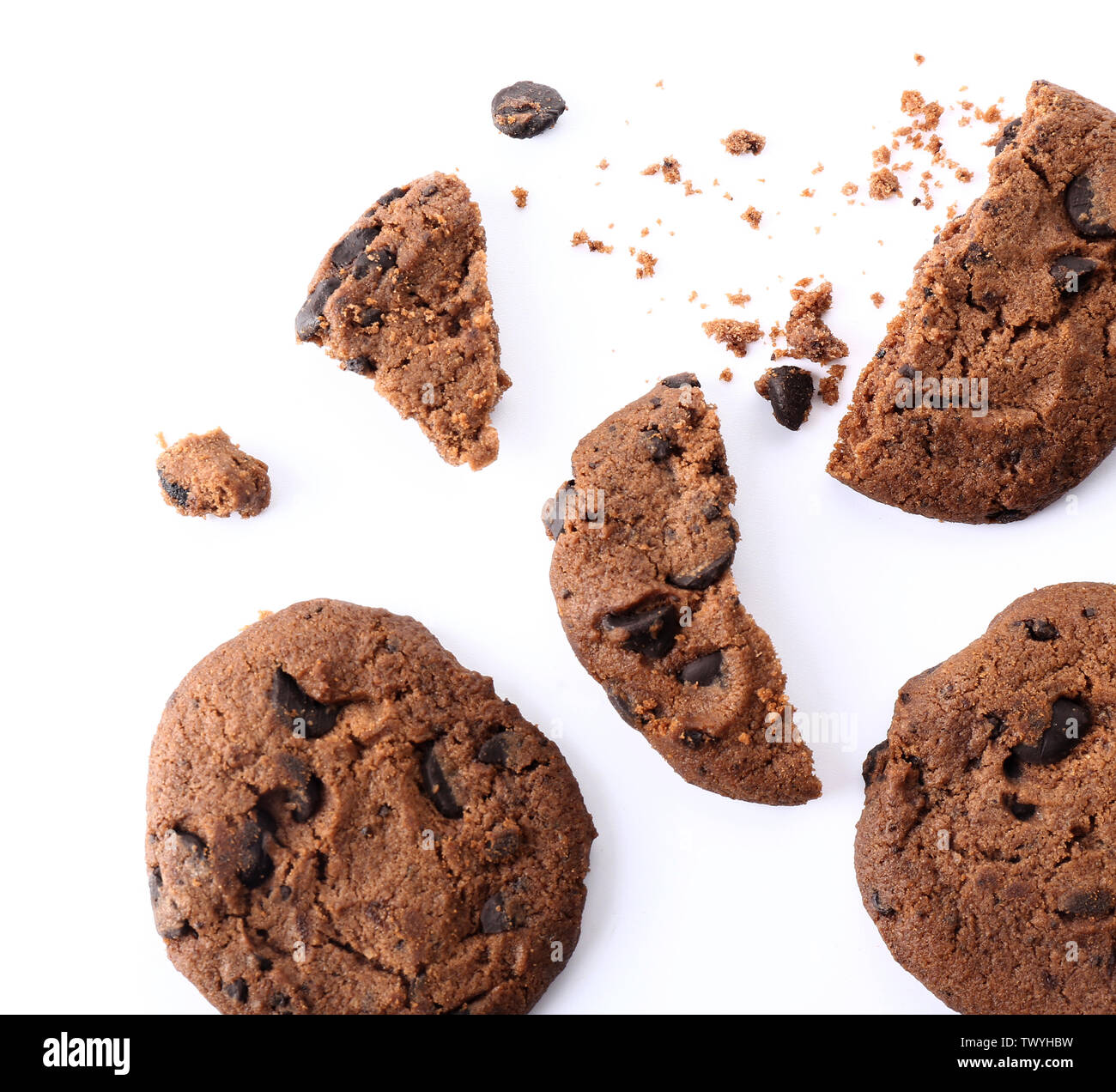 Tasty chocolate cookies on white background Stock Photo - Alamy