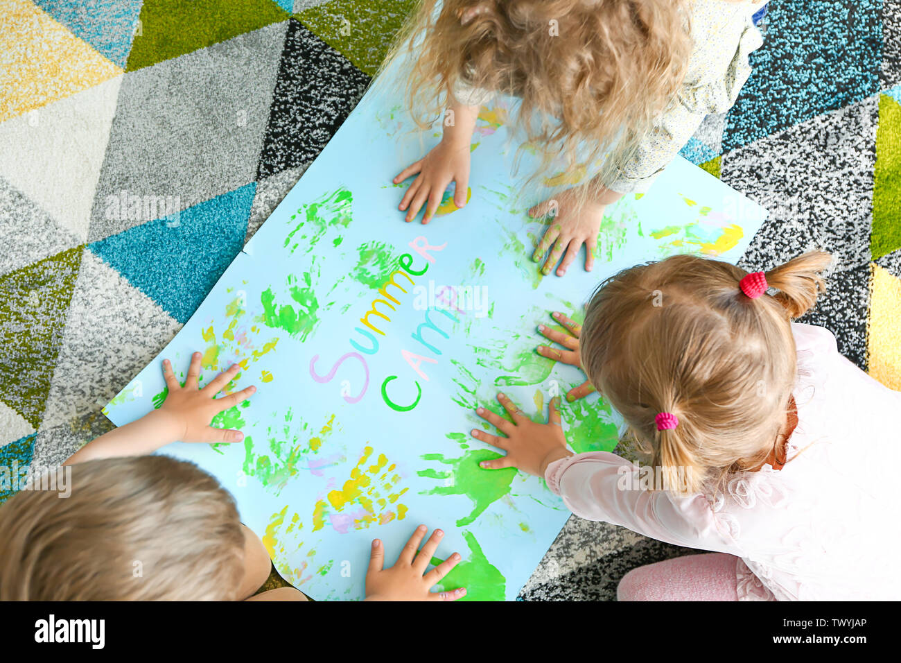 Little children during art lesson in summer camp Stock Photo - Alamy
