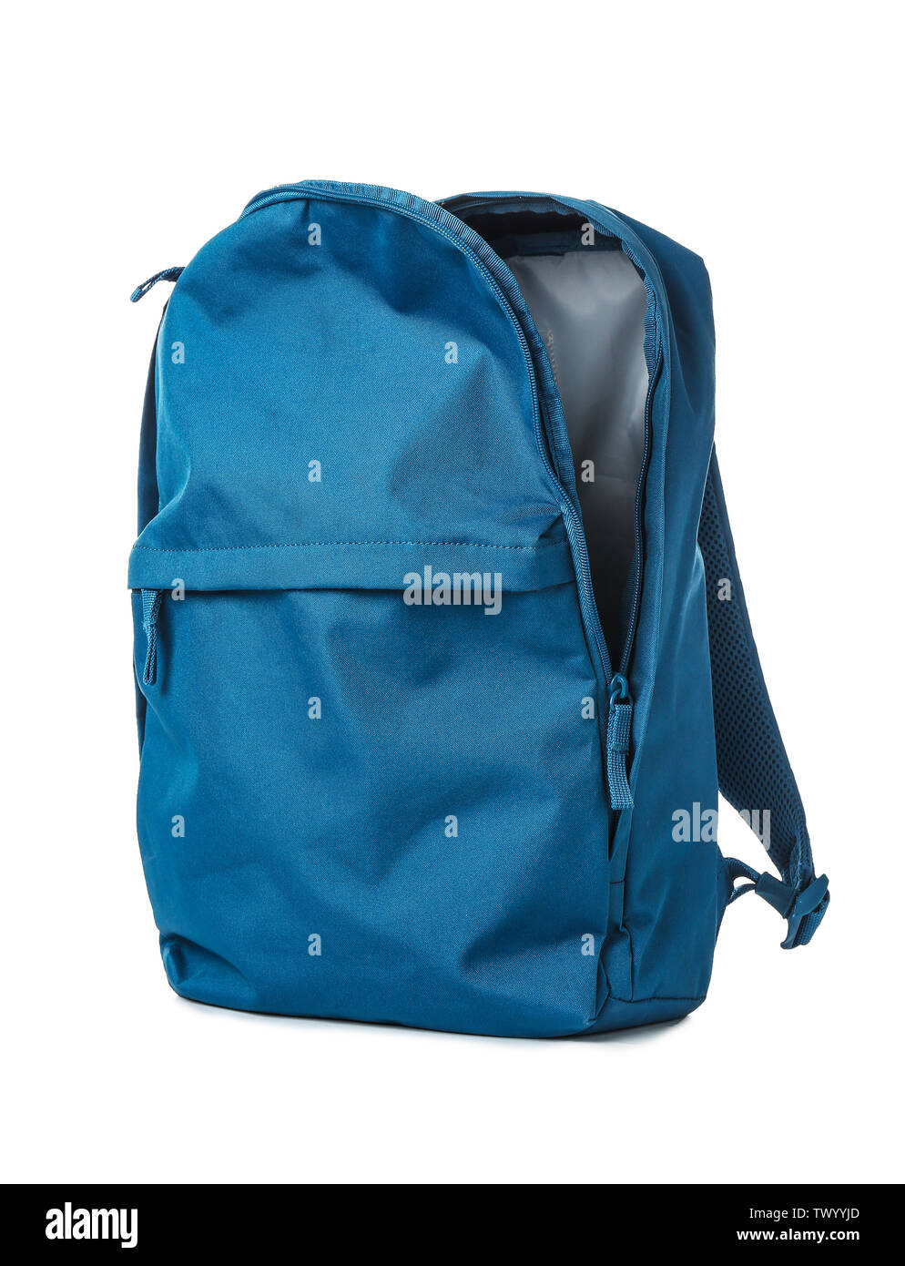 Empty school backpack on white background Stock Photo - Alamy