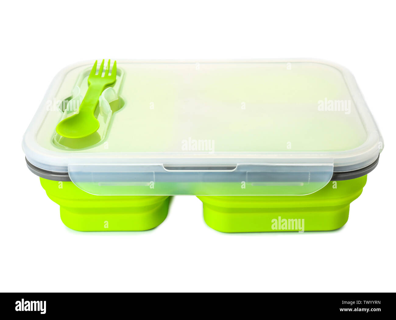 Plastic lunch box on white background Stock Photo - Alamy