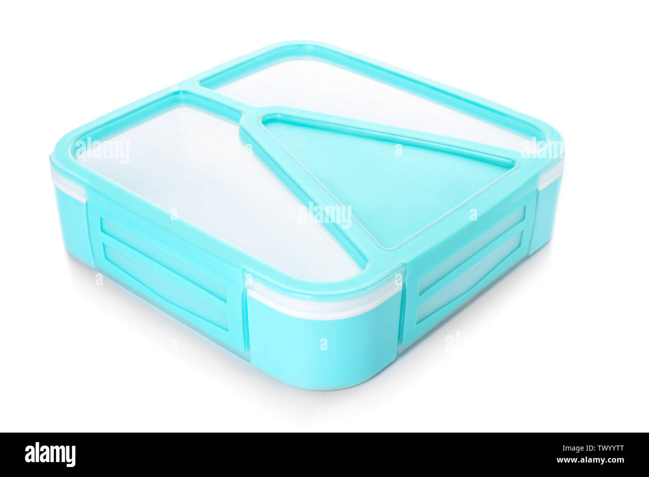Plastic lunch box on white background Stock Photo - Alamy
