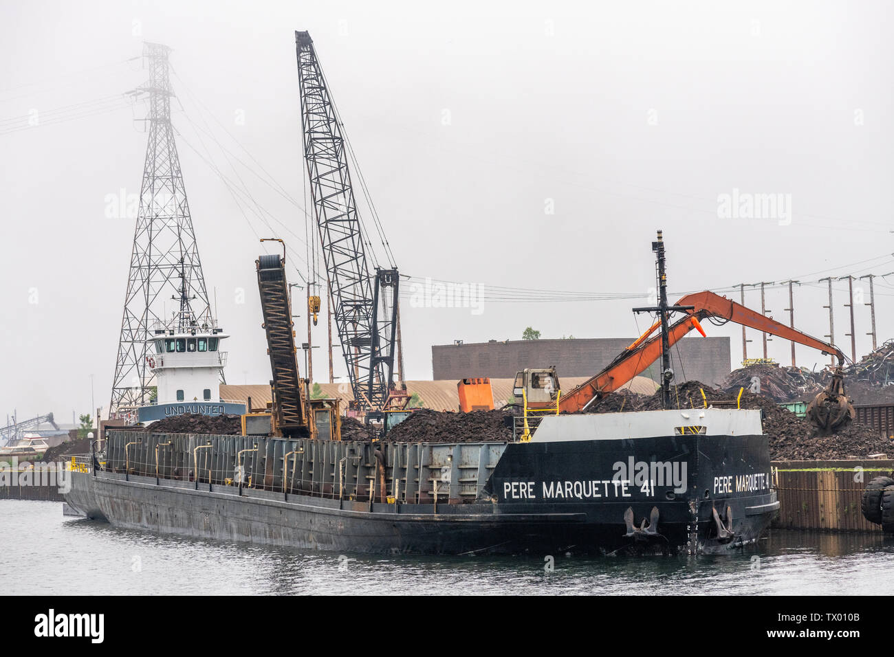 Ships docked on the Calumet River Stock Photo - Alamy
