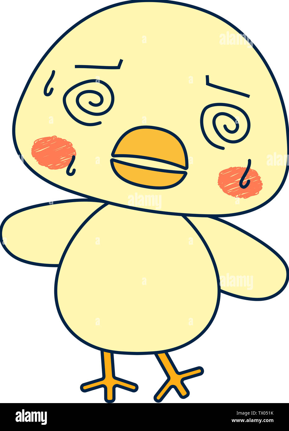This is a full-length illustration of the cute chick character Stock ...