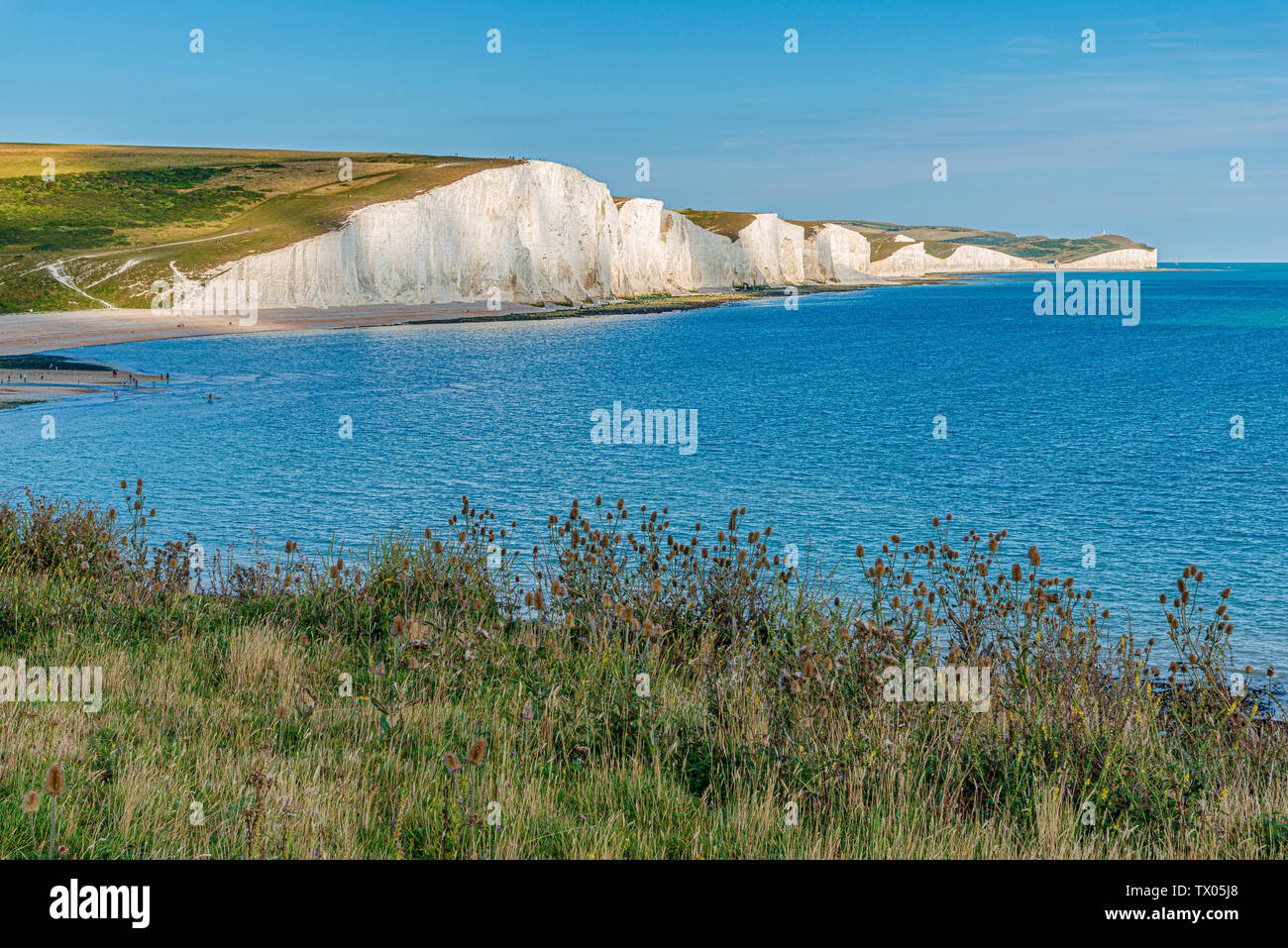 Seven sisters beach cliff edge hi-res stock photography and images - Alamy