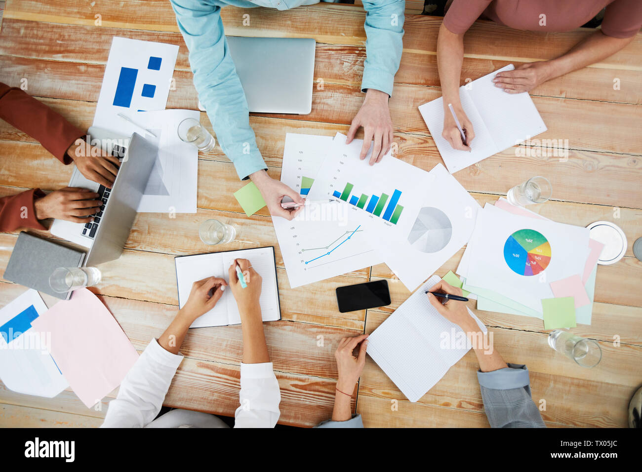 Above view background of creative business team collaborating on ...