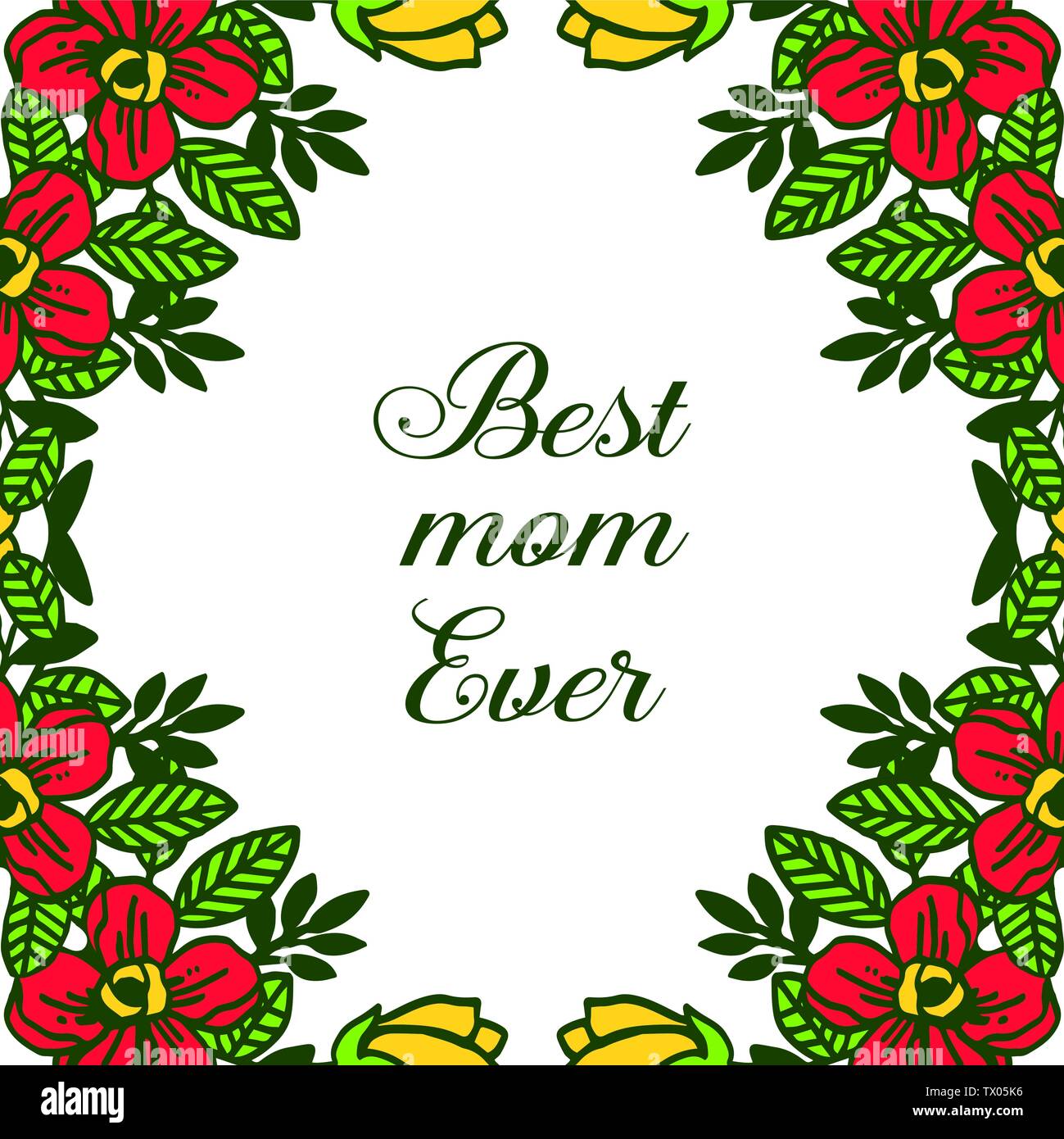 Vector illustration card best mom with various pattern colorful flower ...