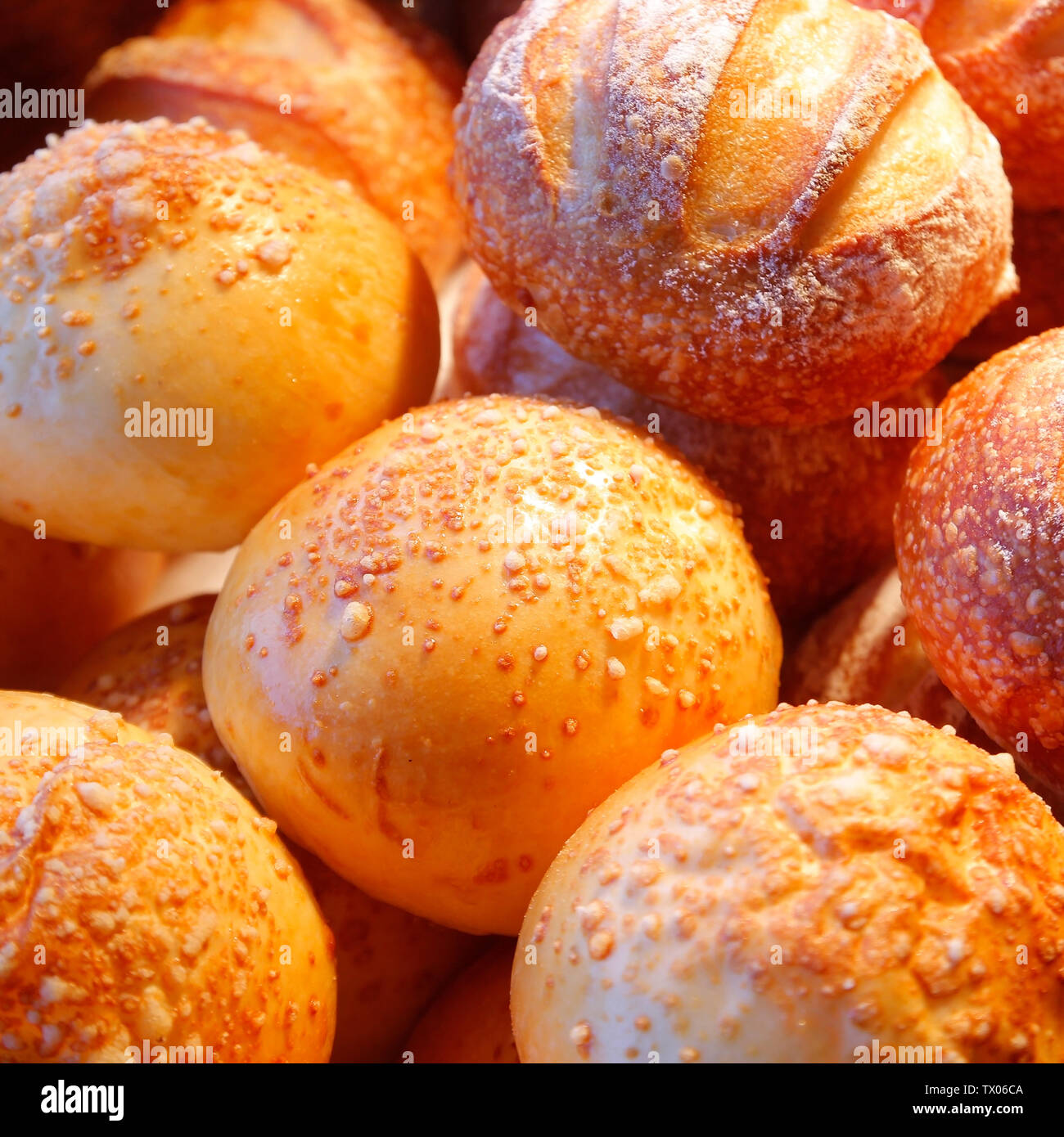 pile of bread roll on buffet line Stock Photo - Alamy