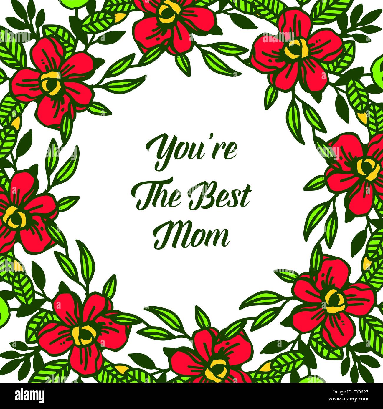 Vector illustration template best mom with various bright colorful ...