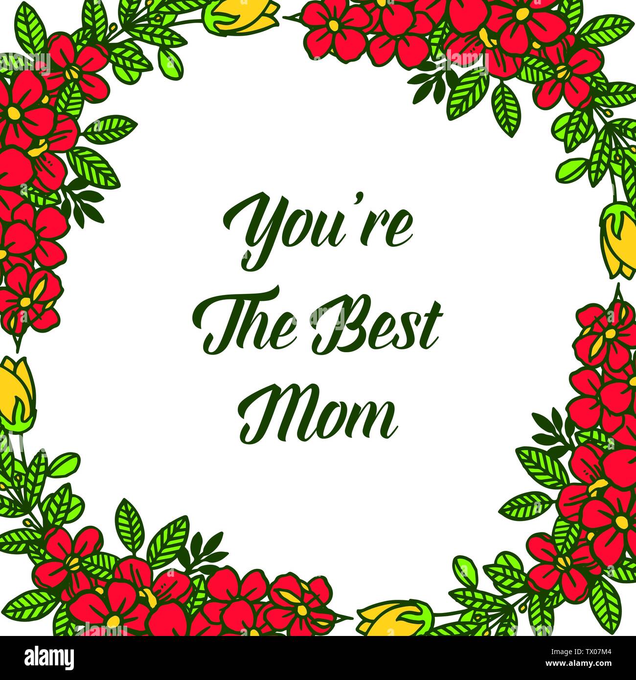Vector illustration greeting card best mom with various elegant ...