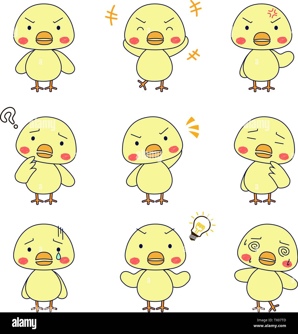 This is a full-length illustration of the cute chick character Stock ...