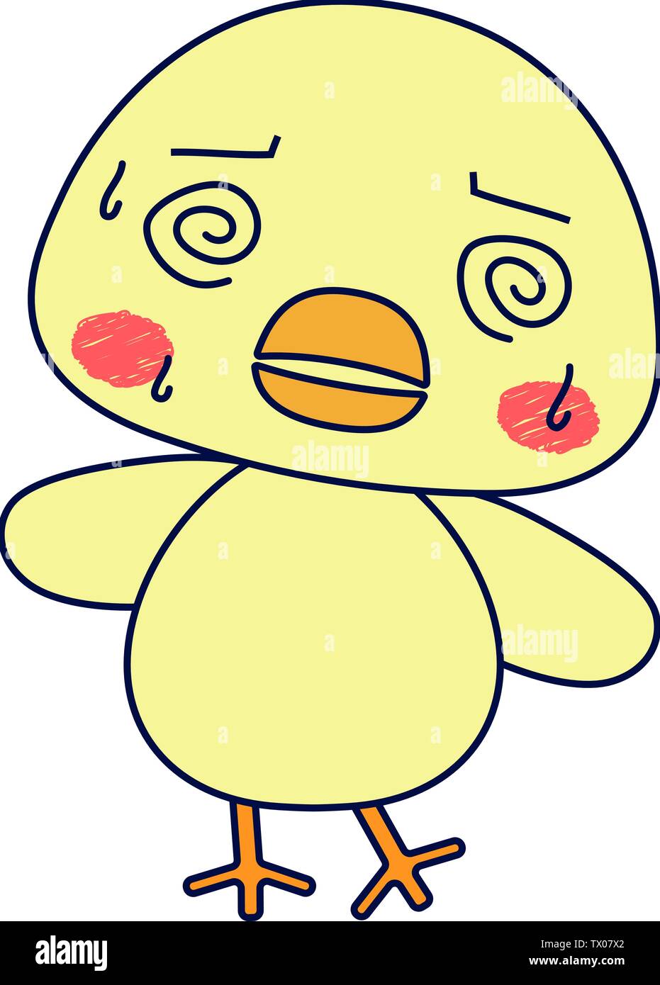 This is a full-length illustration of the cute chick character Stock ...