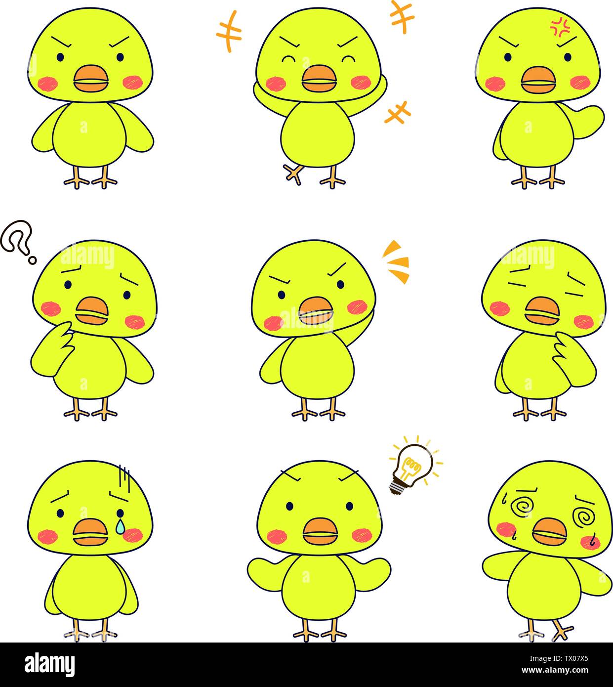 This is a full-length illustration of the cute chick character Stock ...