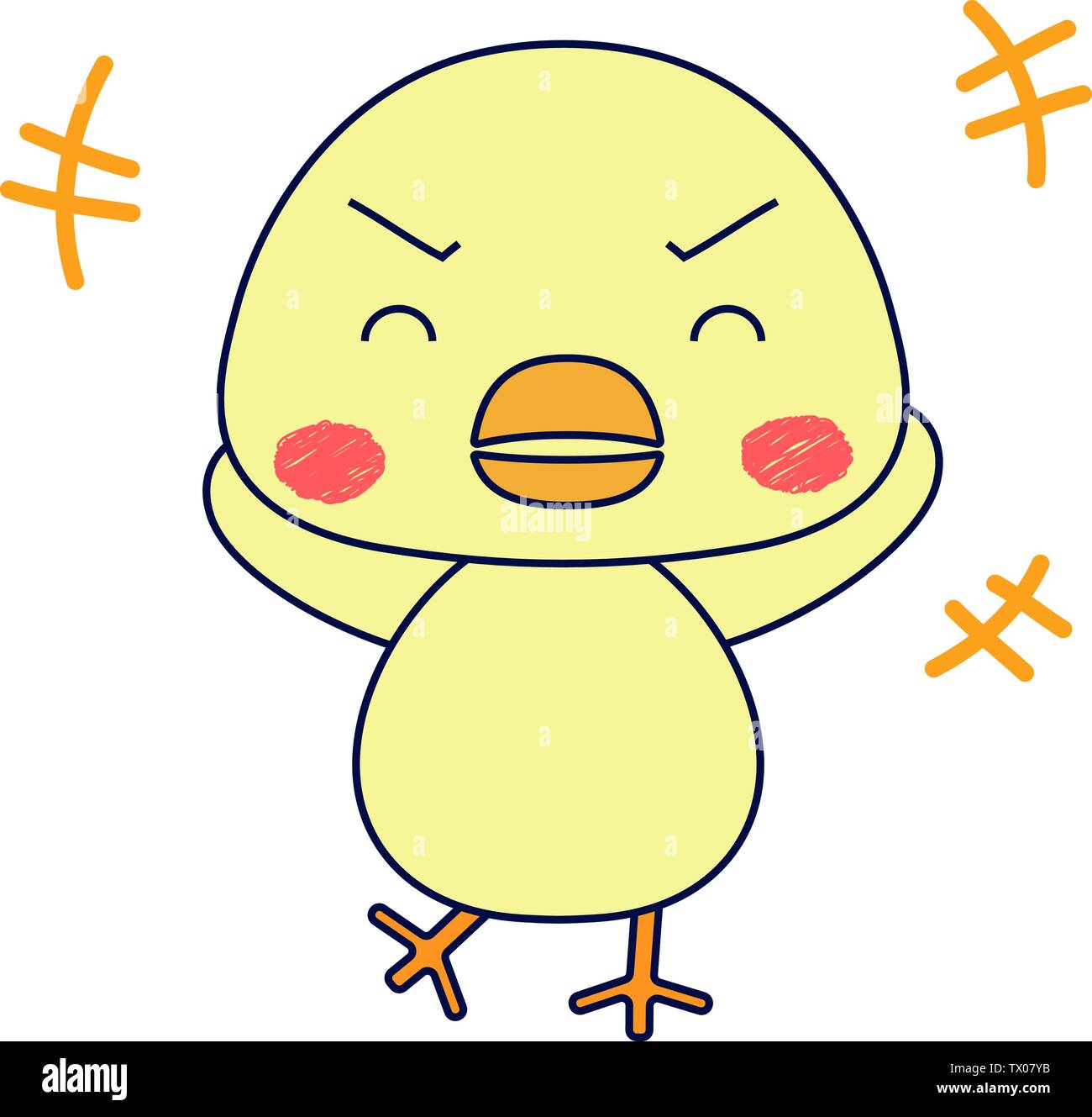 This is a full-length illustration of the cute chick character Stock ...