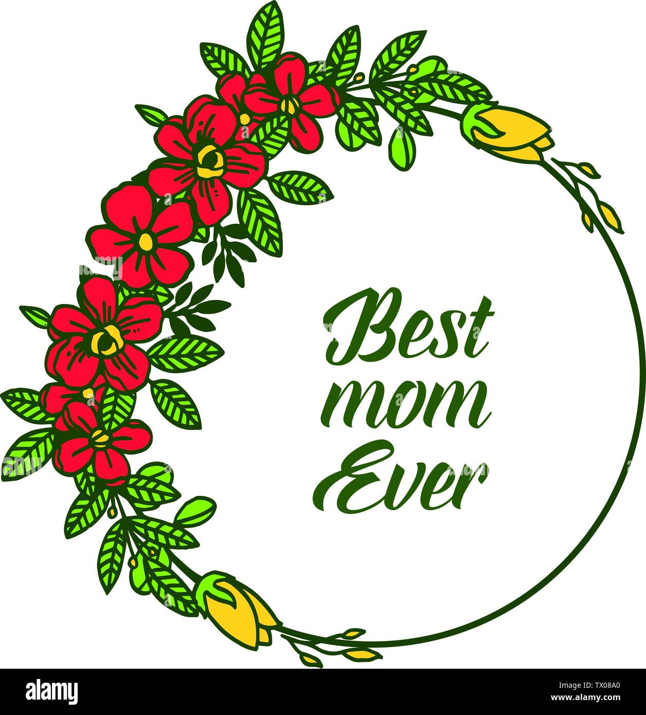 Vector illustration decor of card best mom with pattern art of colorful ...