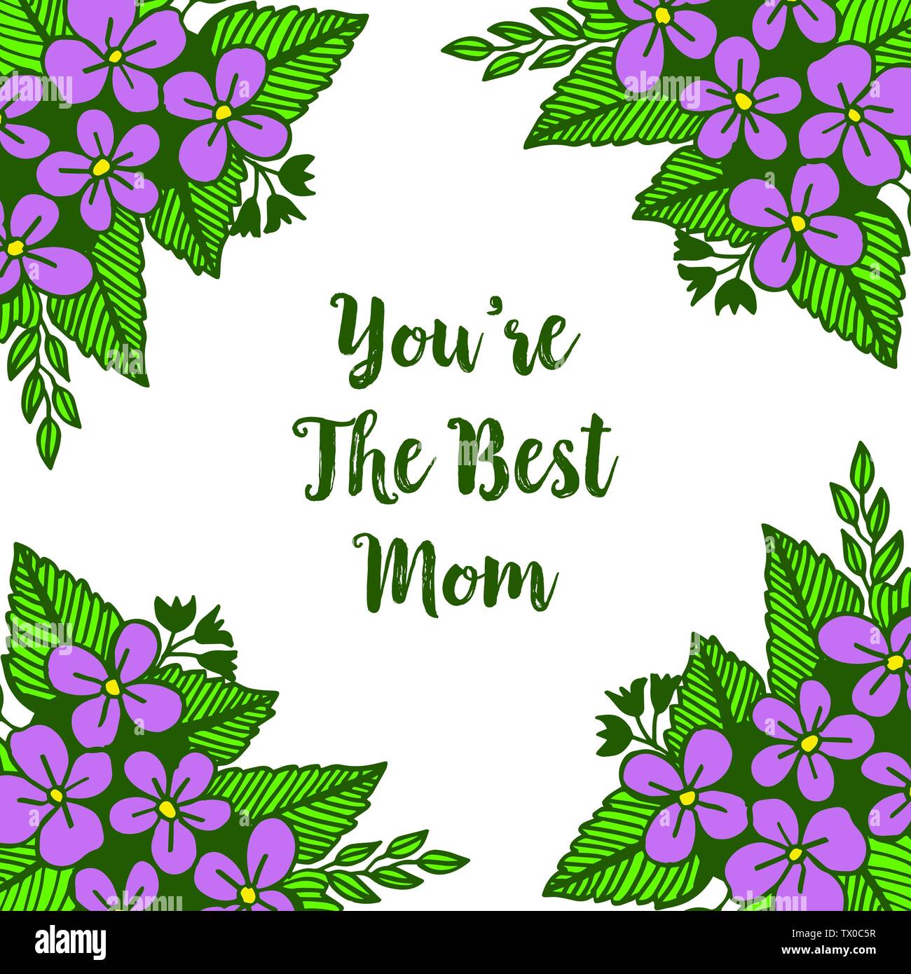 Vector illustration invitation card best mom with beauty purple flower ...