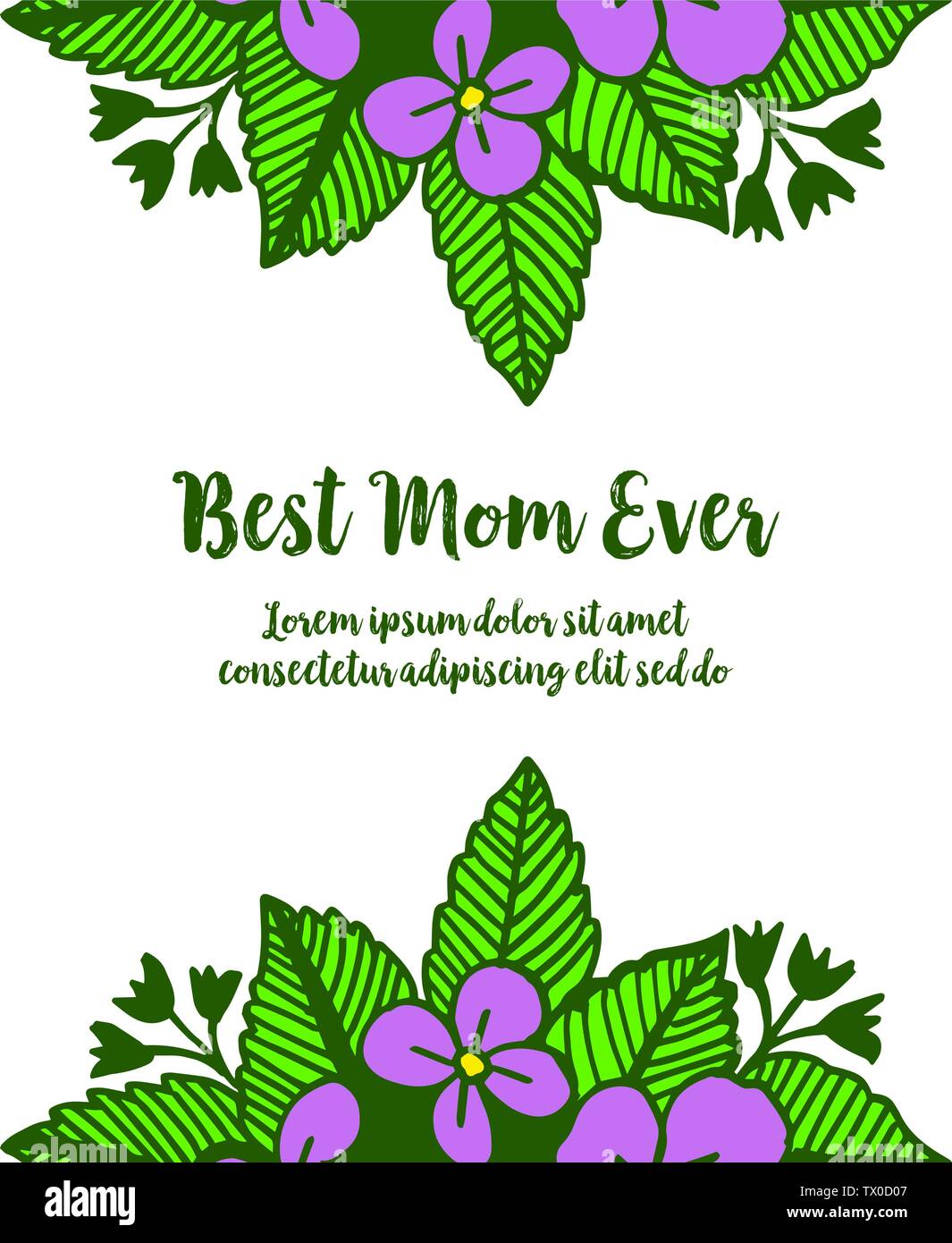 Vector illustration shape of card best mom with purple flower frames ...