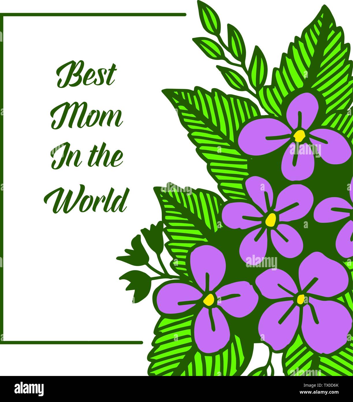 Vector illustration style of card best mom with various of purple ...