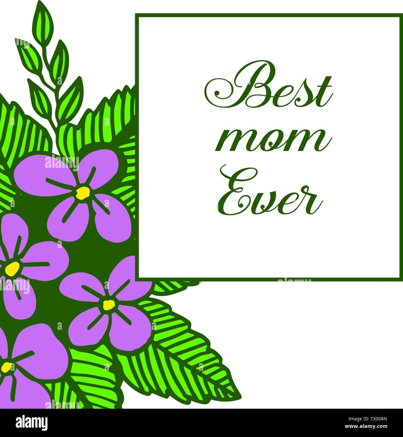Vector illustration style of card best mom with various of purple ...