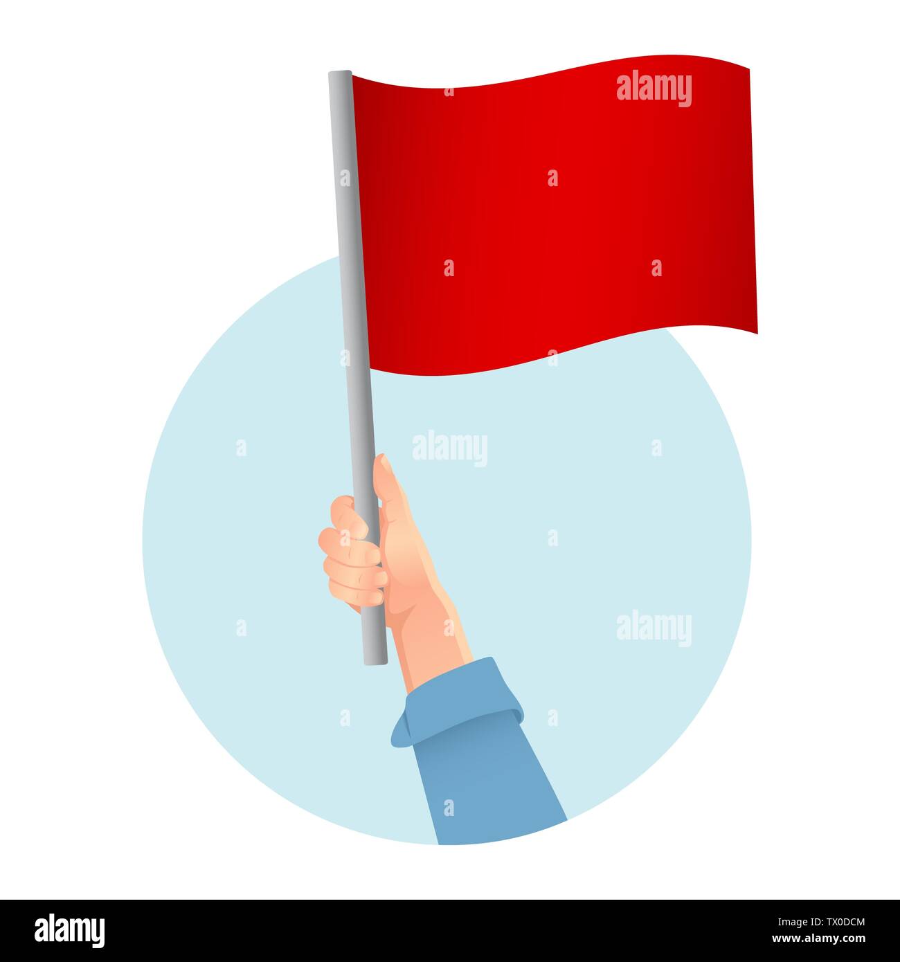 Red flag in hand. illustration of red flag Stock Photo - Alamy