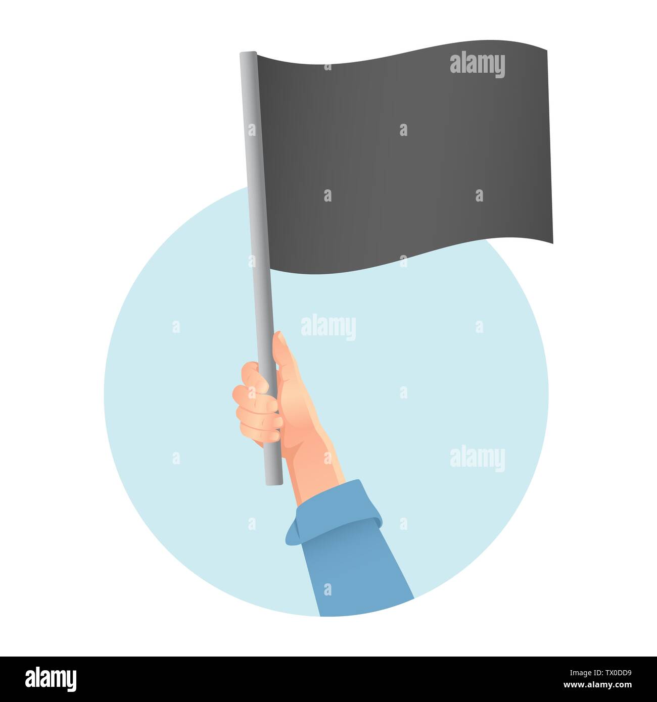 Black flag in hand. illustration of black flag Stock Photo - Alamy
