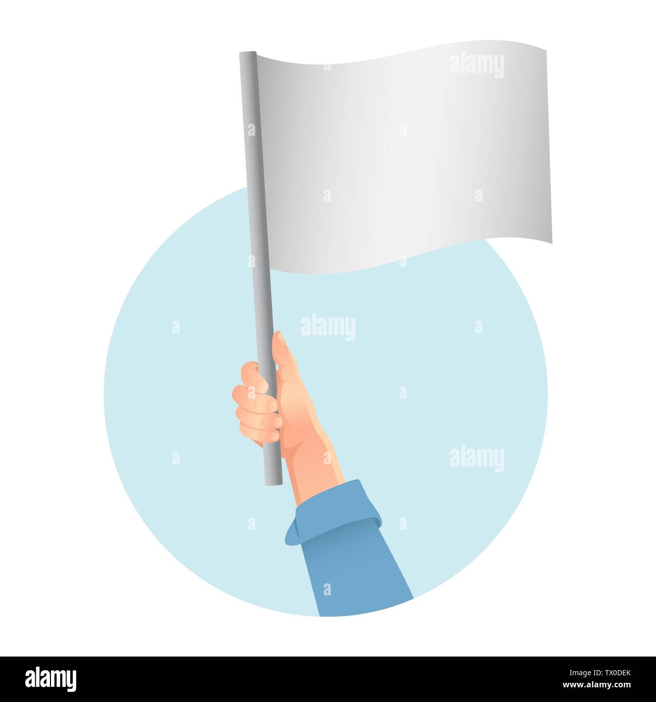 White flag in hand. illustration of white flag Stock Photo - Alamy