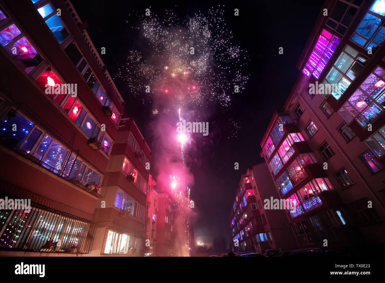 Small town fireworks Stock Photo - Alamy