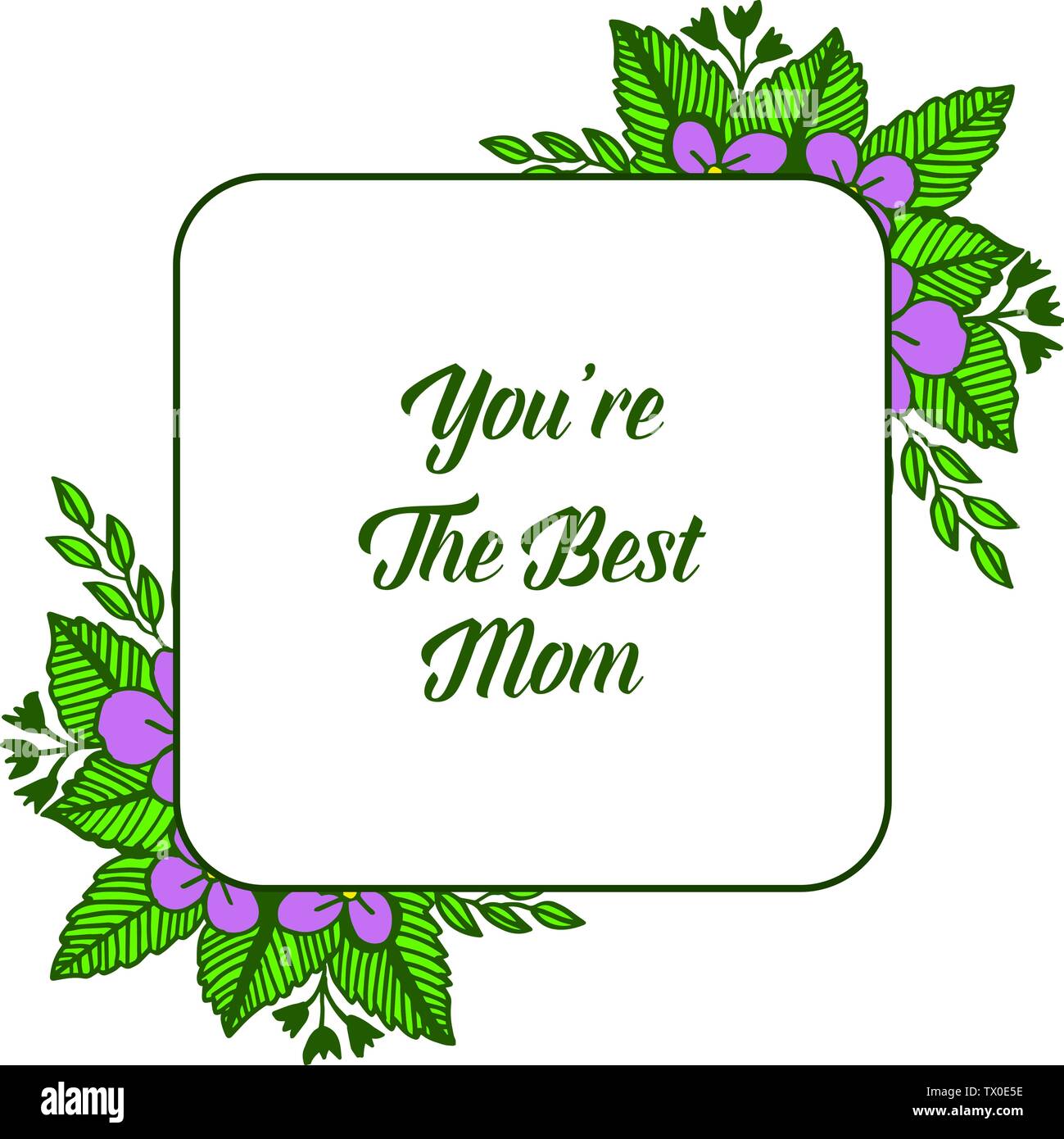Vector illustration pattern purple wreath frame with card of best mom ...