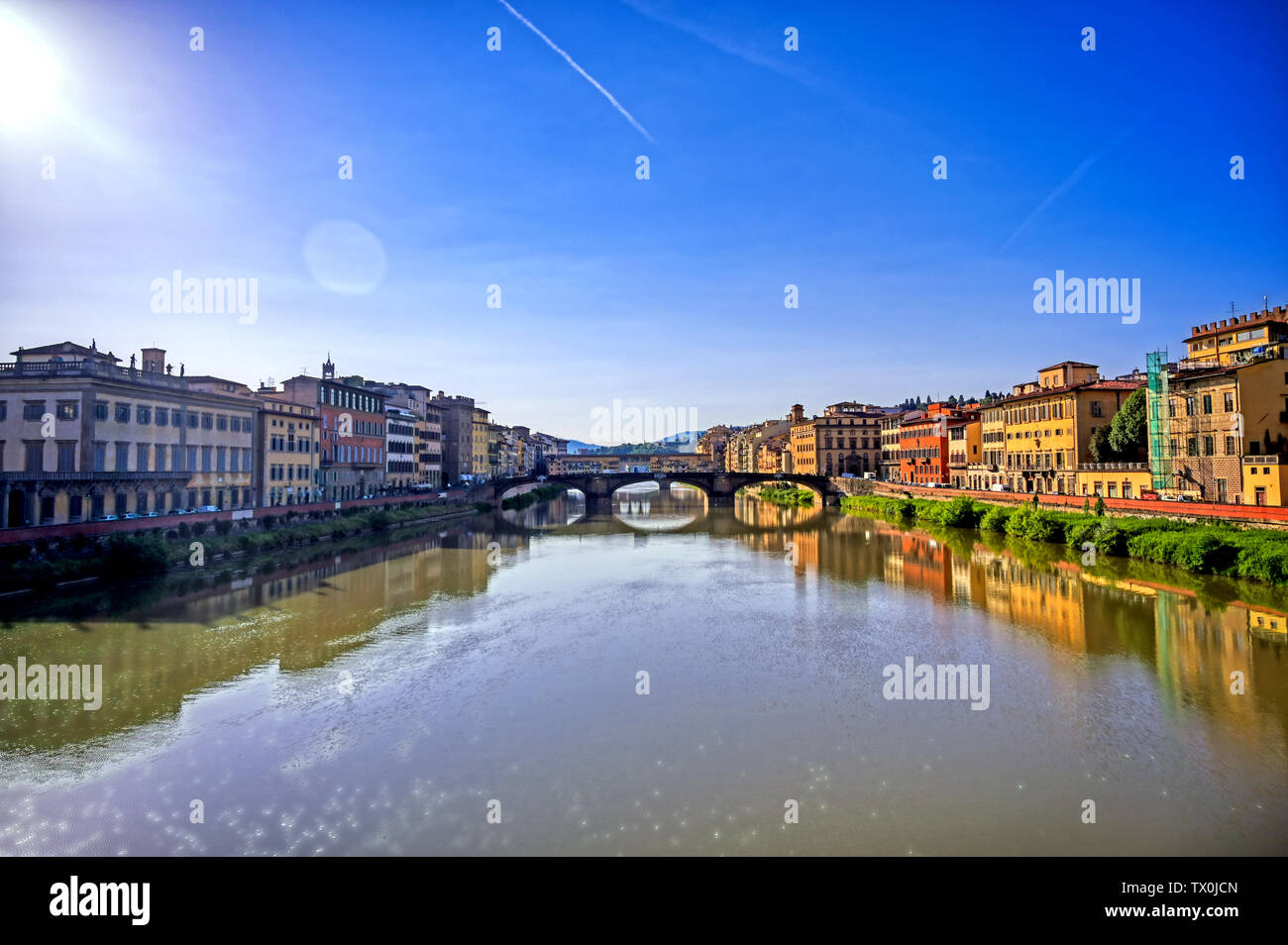 Florence, along the Arno River, in the Tuscany region of Italy Stock ...