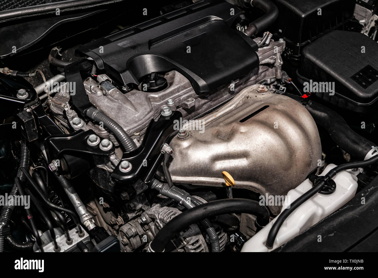close-up of the engine, front view. Internal combustion engine, car ...