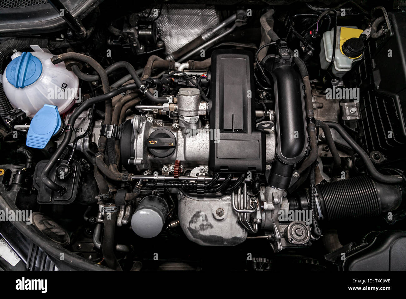 close-up of the engine, front view. Internal combustion engine, car ...