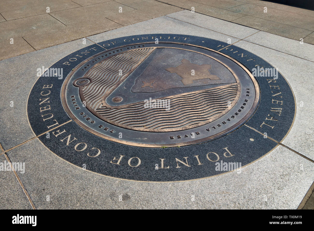 The emblem representing the Point of Confluence of the three rivers at ...