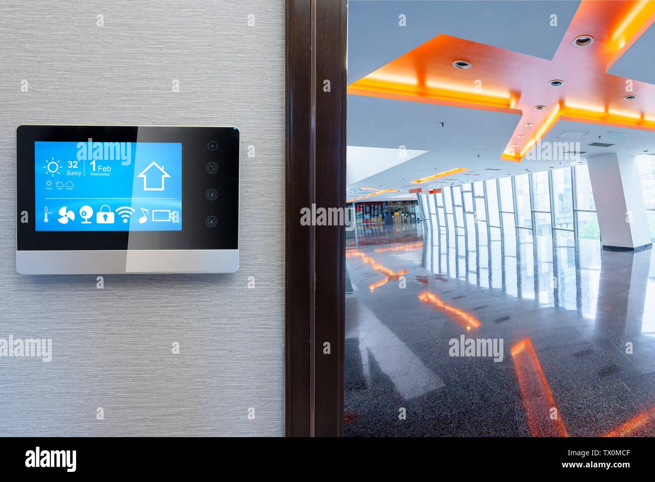 smart screen with smart home with modern corridor Stock Photo - Alamy
