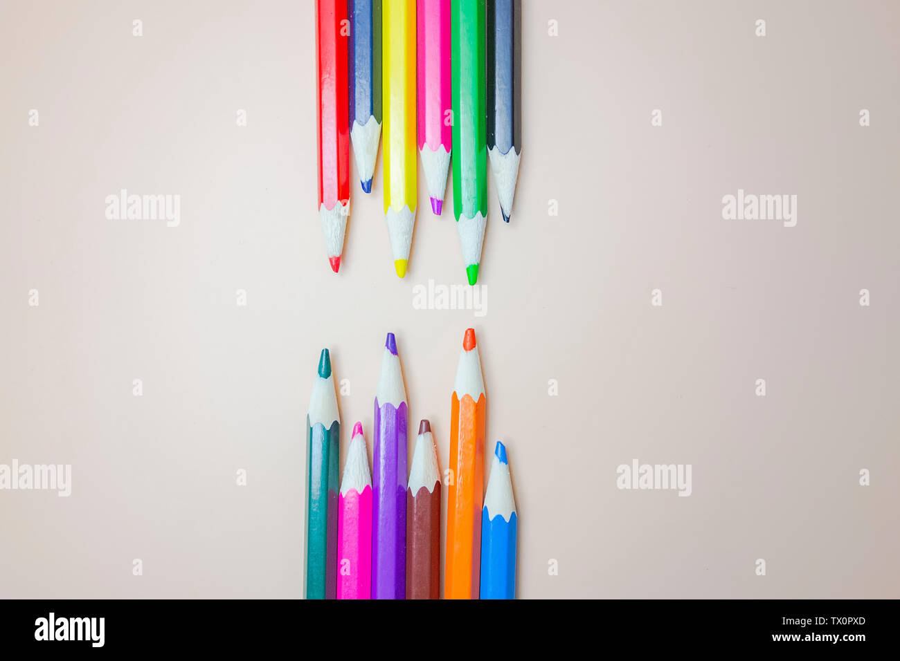 A neatly arranged colored pencil Stock Photo - Alamy