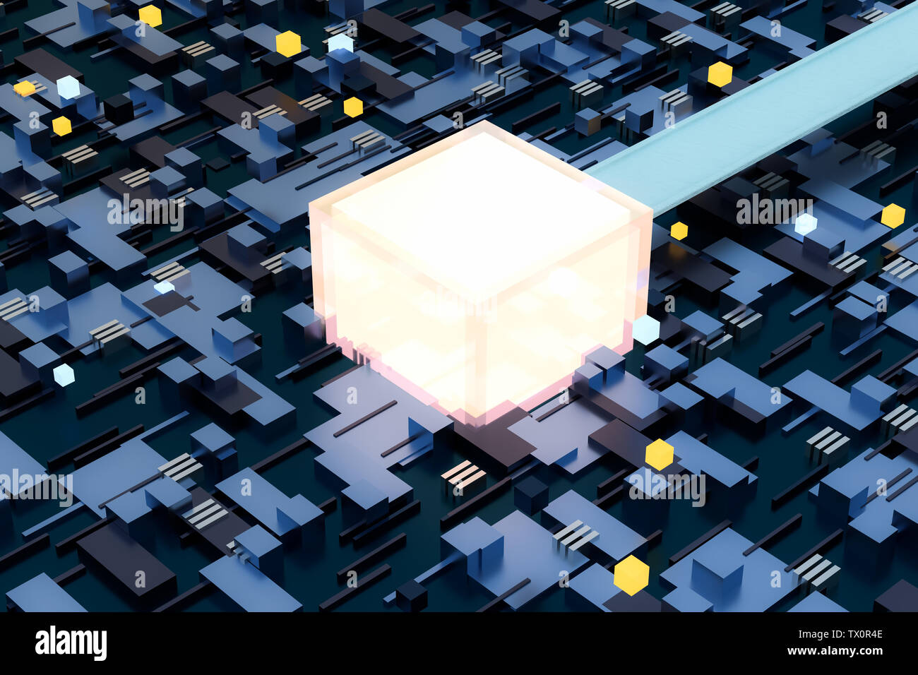 Three-dimensional rendering, technology sense square world Stock Photo ...