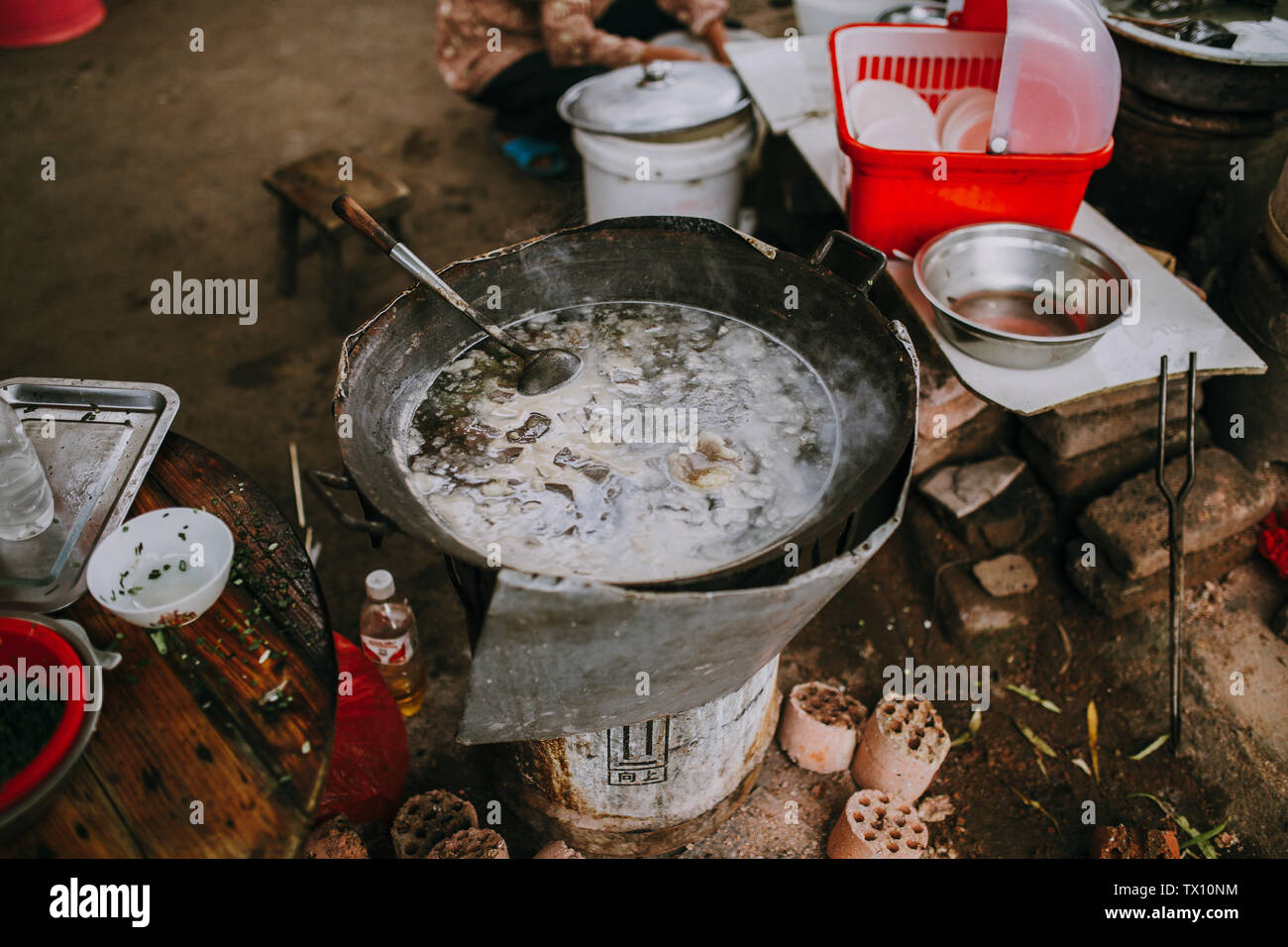 Niu red stall Stock Photo - Alamy