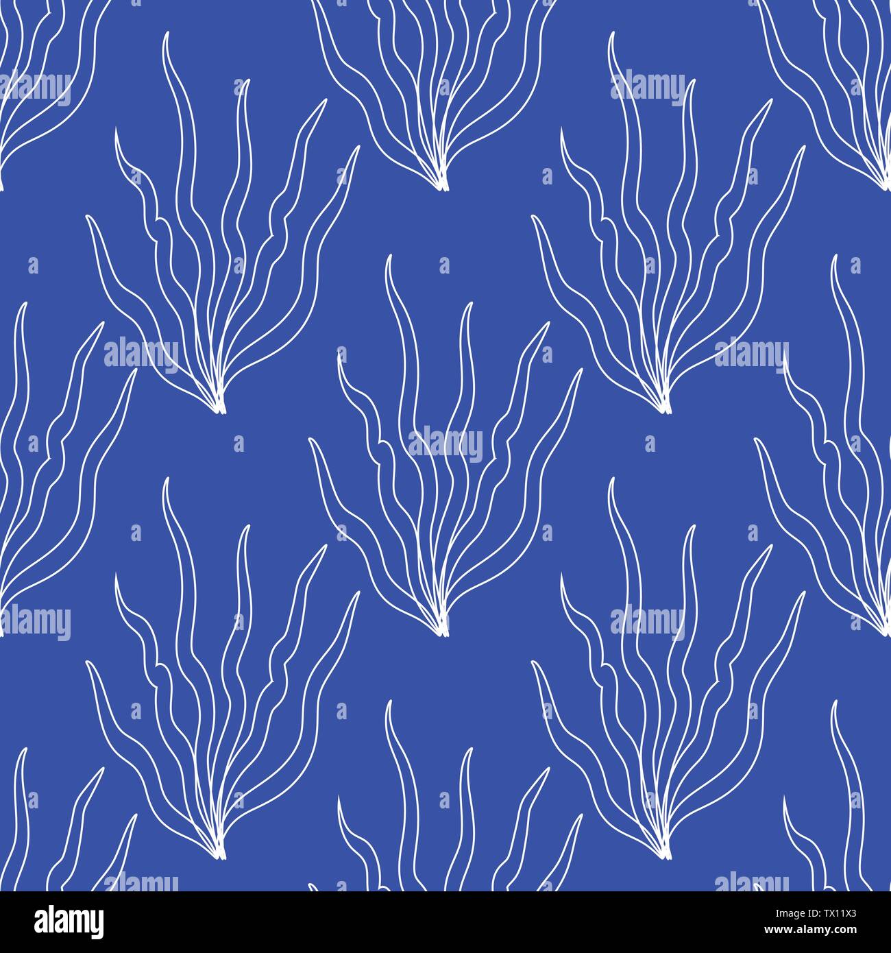 Hand drawn seaweed on a blue background Stock Vector Image & Art - Alamy
