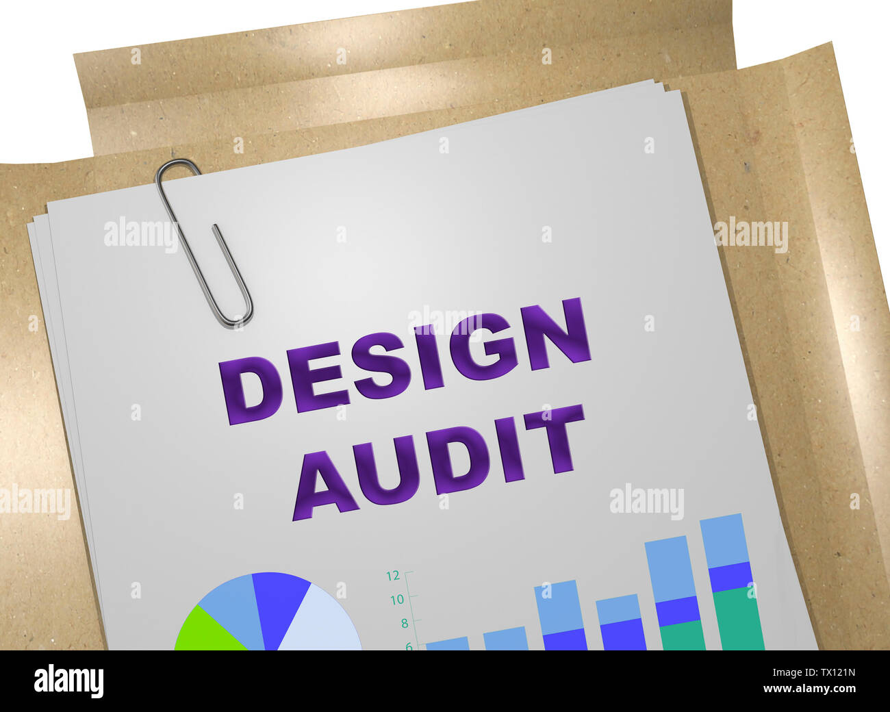 3D illustration of DESIGN AUDIT title on business document Stock Photo ...