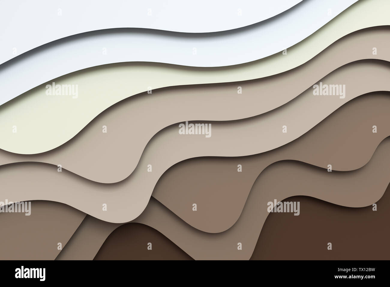 Three-dimensional rendering, curved cardboard light color background ...