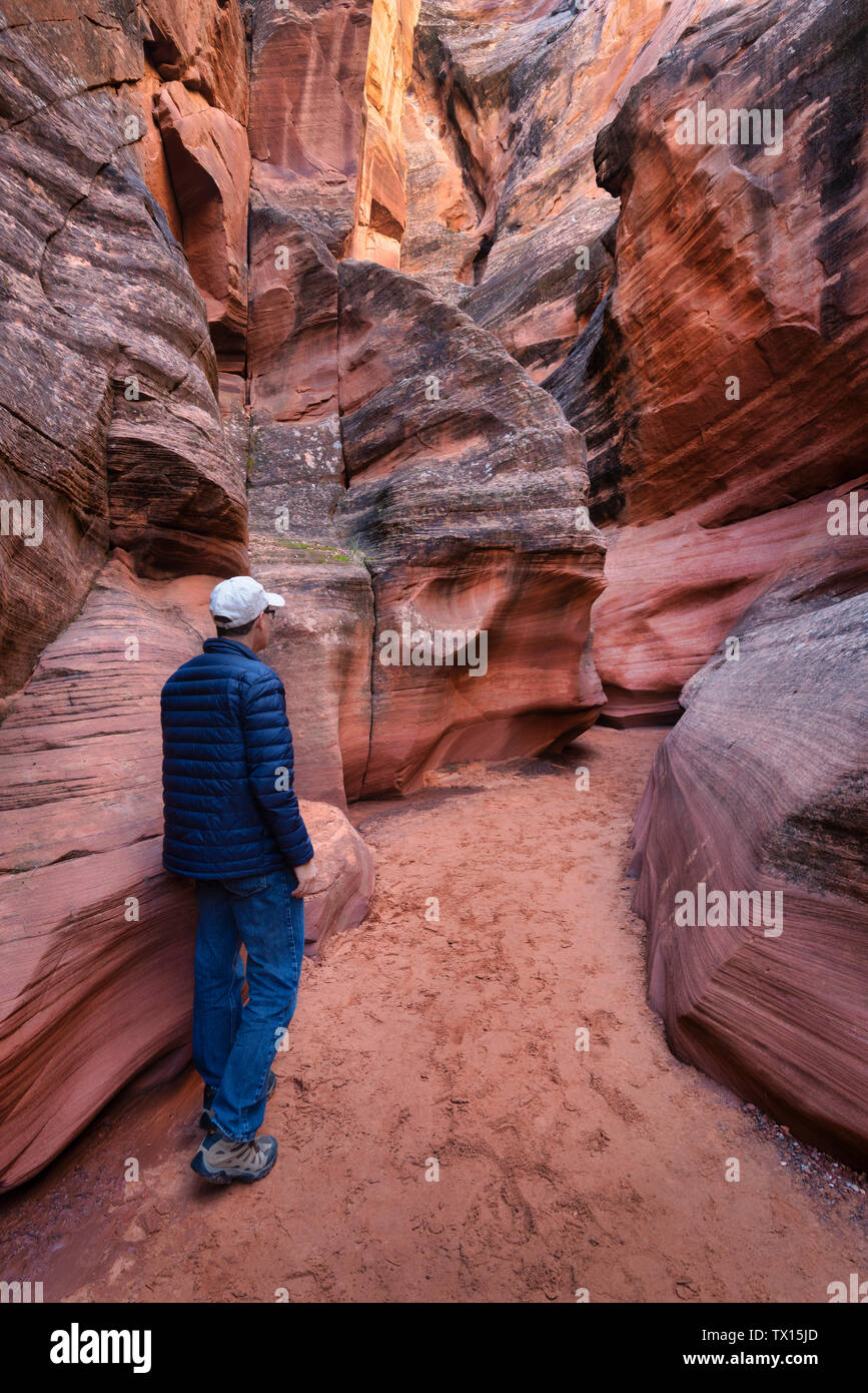 Slot canyon and hiker hi-res stock photography and images - Alamy