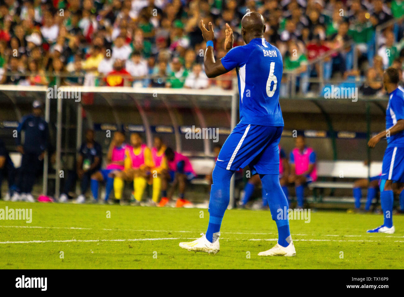 Charlotte, NC, USA. 23rd June, 2019. Martinique defender Jean-Sylvain ...