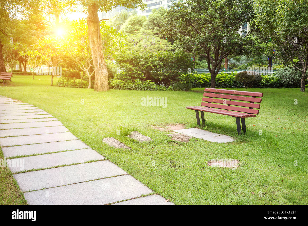 Slate road benches on the woods and meadows Stock Photo - Alamy