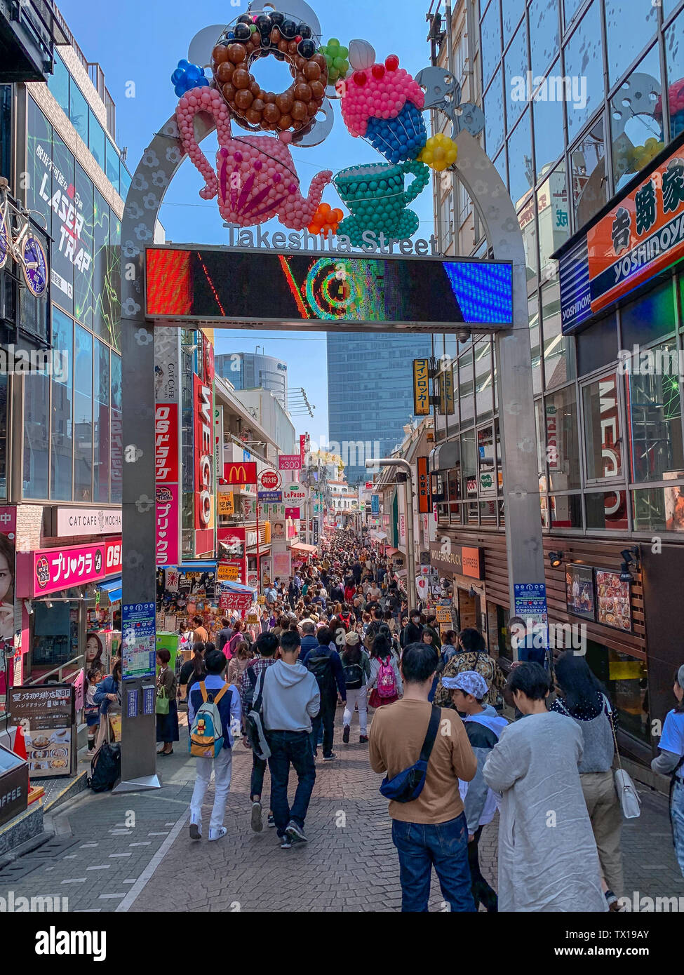 Takeshita Street, Harajuku. Crowded shopping precinct in Tokyo City ...