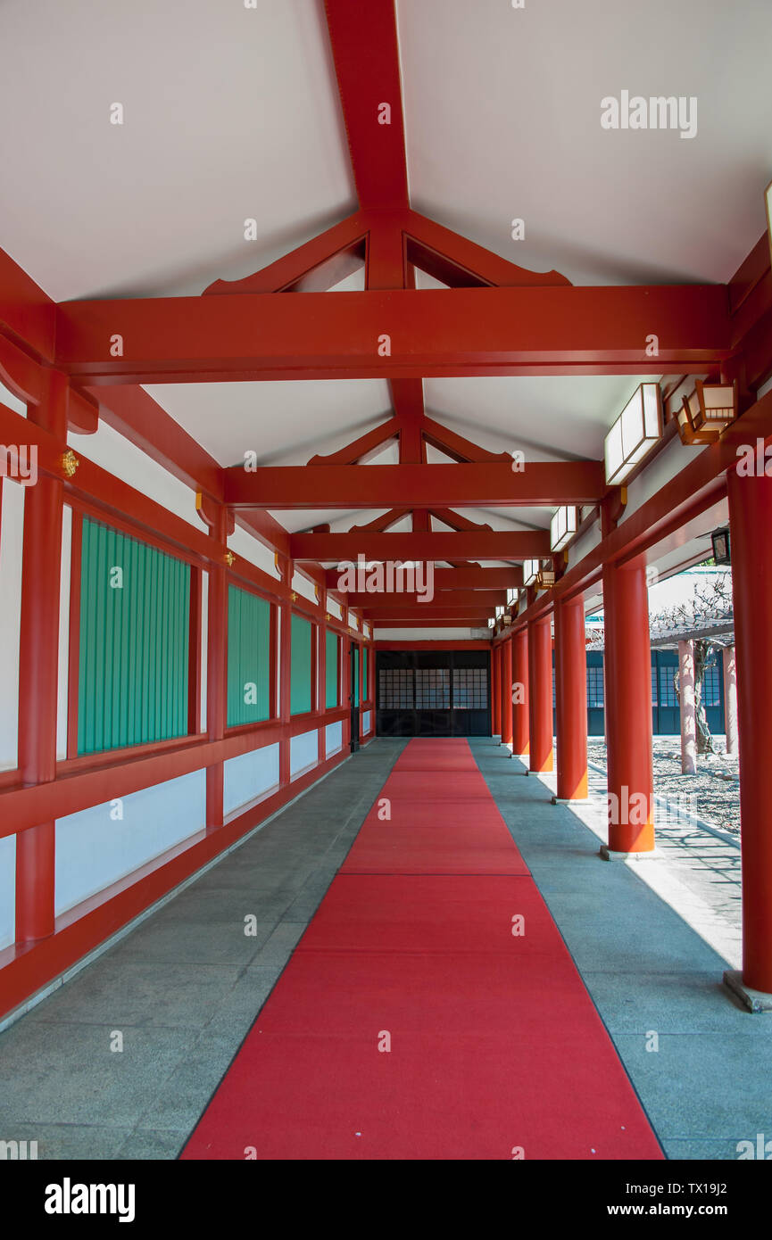 Traditional Japanese Style architecture at a Shinto Shrine. Vermillion ...