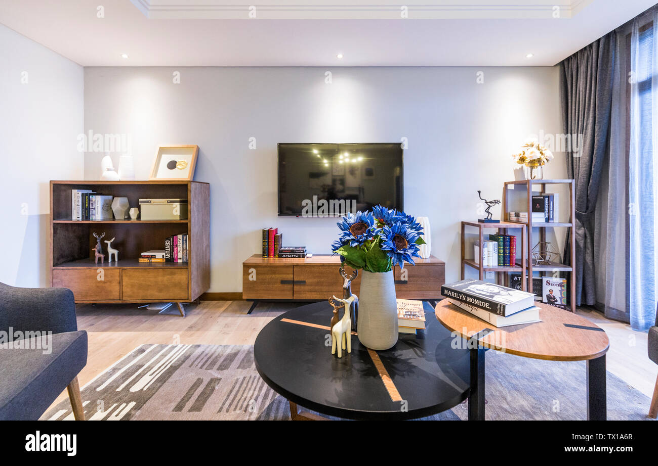 Design of interior design space of model room in modern living room ...