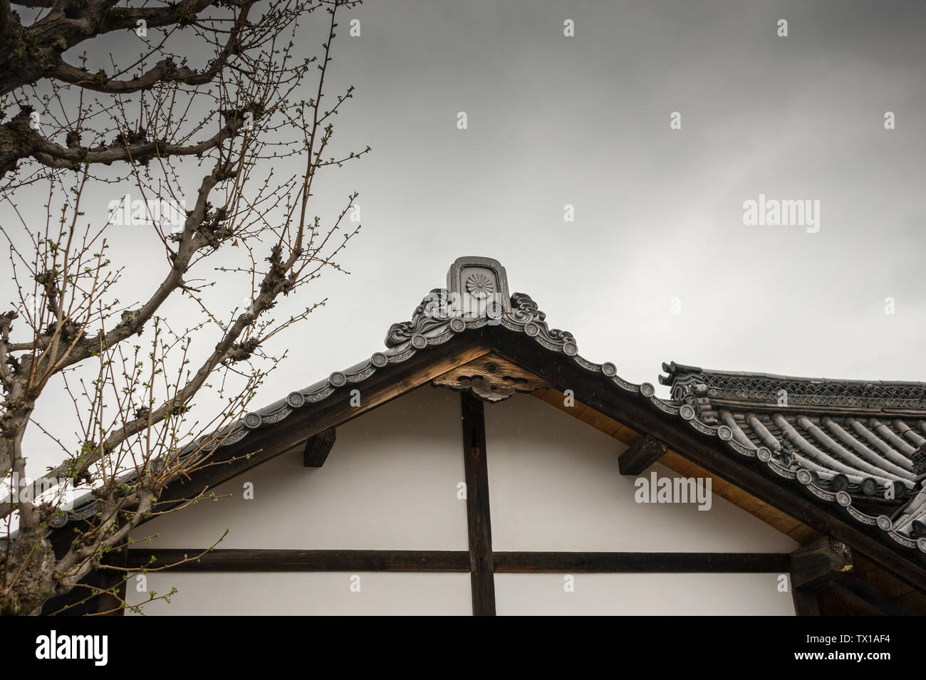 Traditional Japanese roofline architecture with gatou style eaves ...