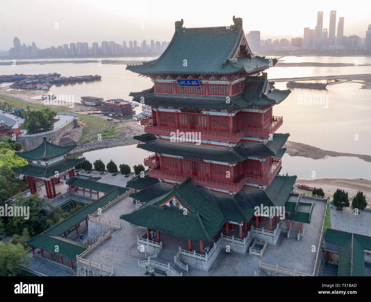 Aerial shot Nanchang landmark Teng Wang Pavilion Stock Photo - Alamy