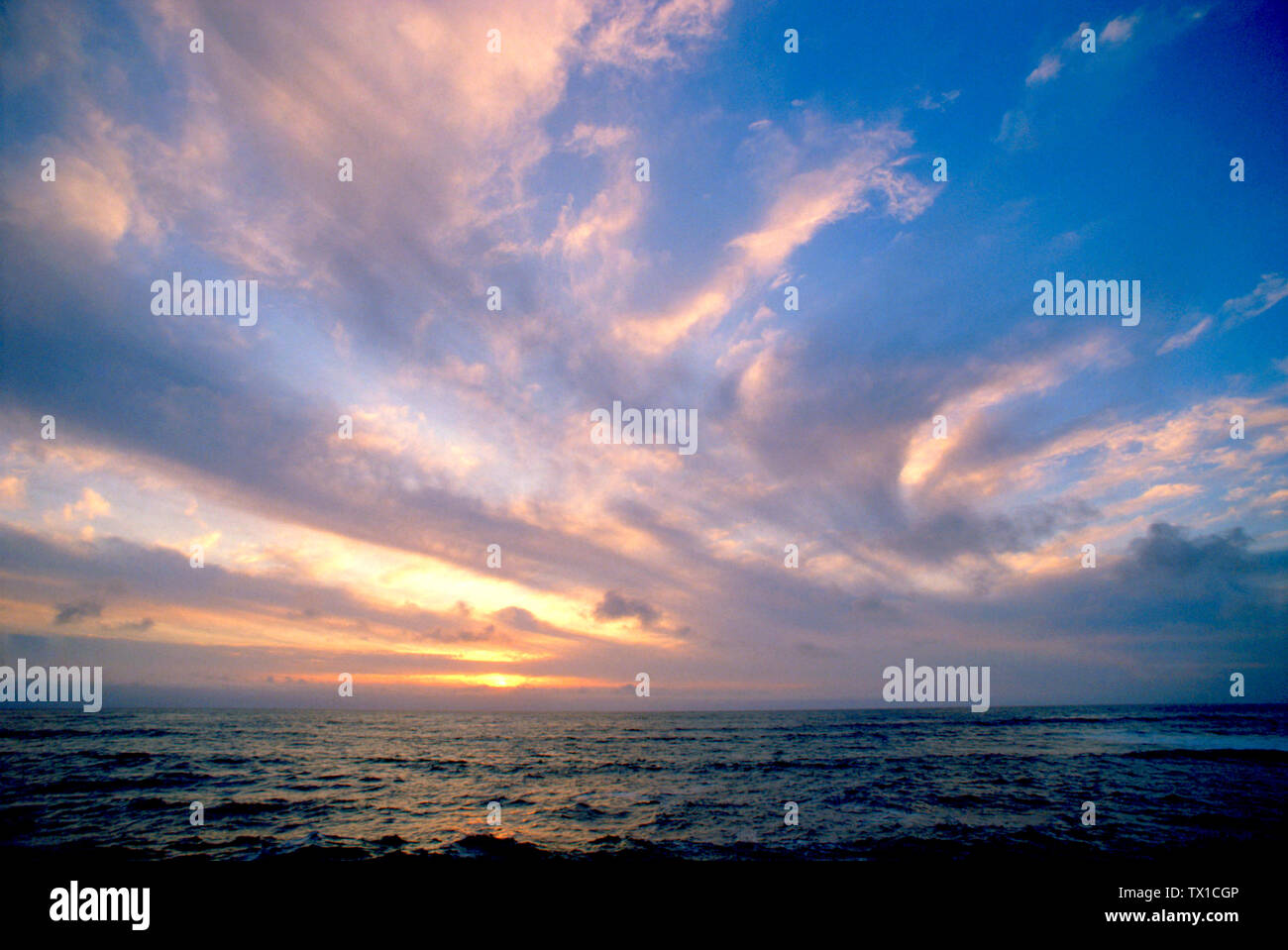 Sky background material blue sky sunset Stock Photo - Alamy