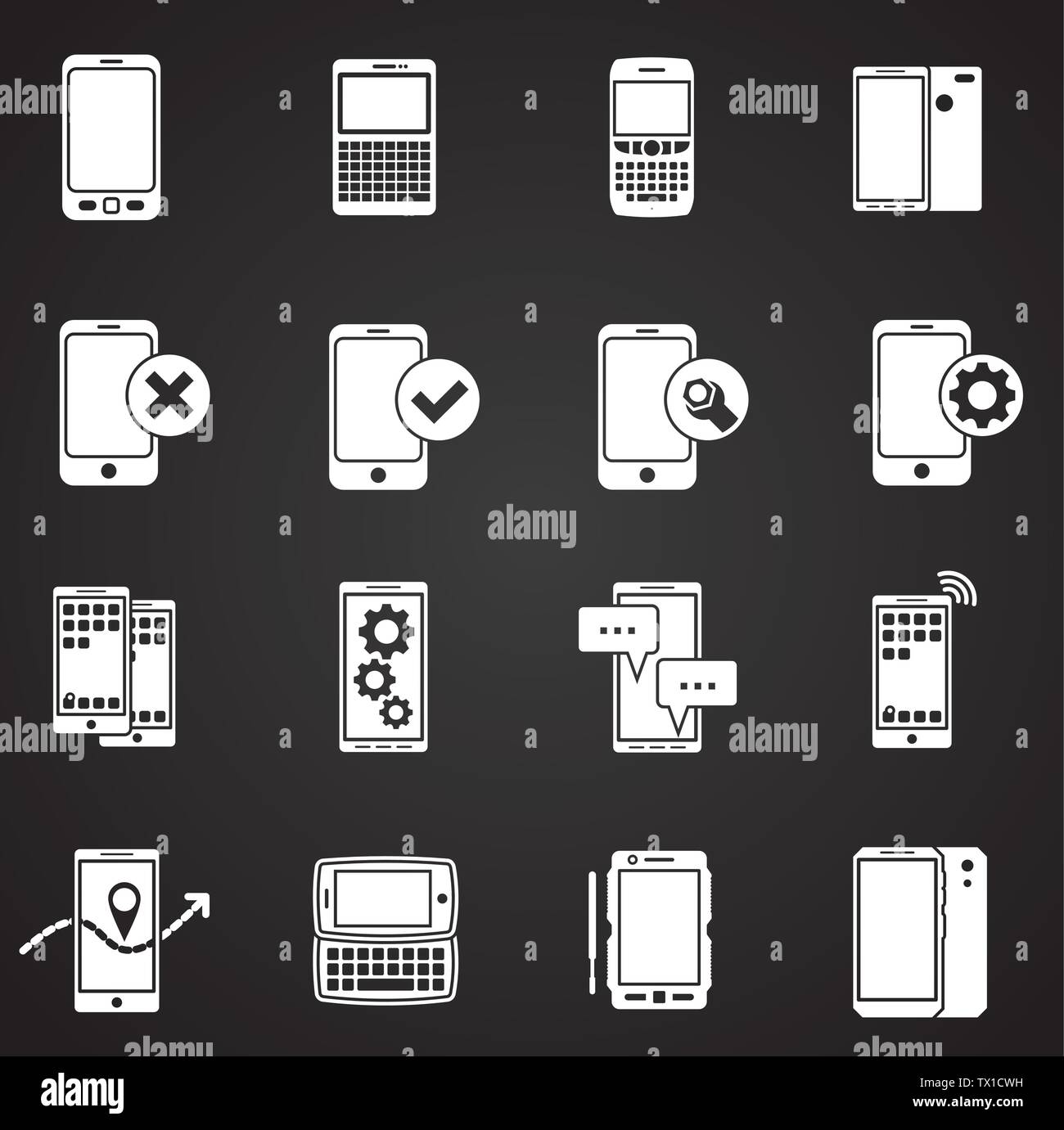Smartphone related icons set on background for graphic and web design ...