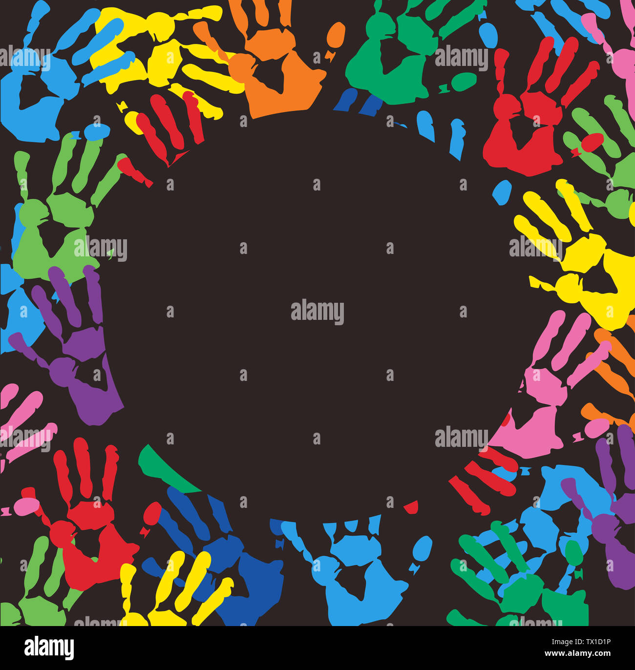 Abstract Background with Colorful Hand prints Stock Photo - Alamy