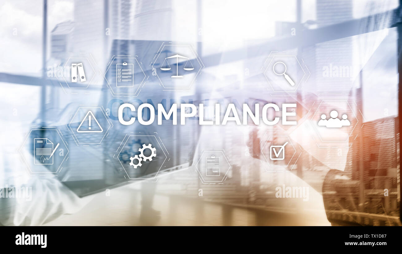 Compliance diagram with icons. Business concept on abstract background ...